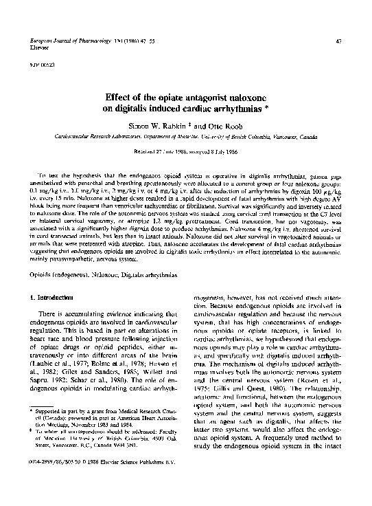 (PDF) Effect of the opiate antagonist naloxone on digitalis induced ...