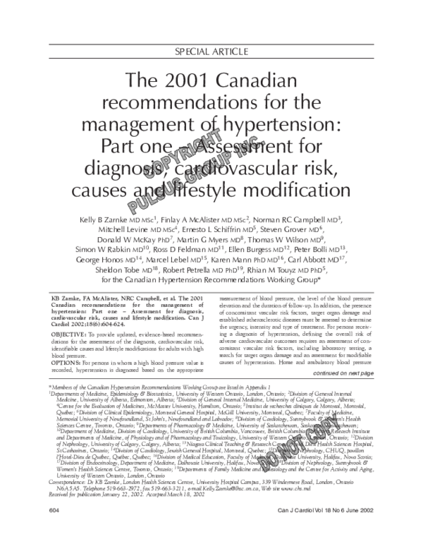 (PDF) The 2001 Canadian recommendations for the management of ...