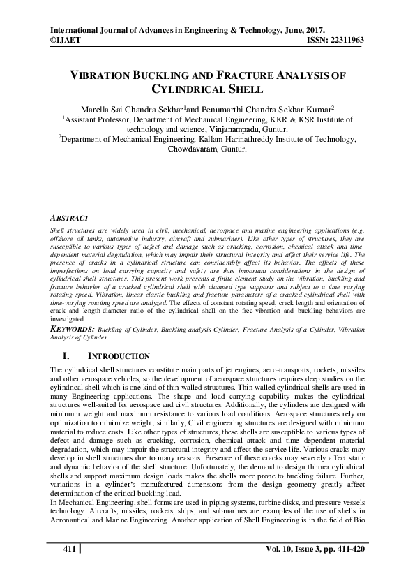 (PDF) VIBRATION BUCKLING AND FRACTURE ANALYSIS OF CYLINDRICAL SHELL