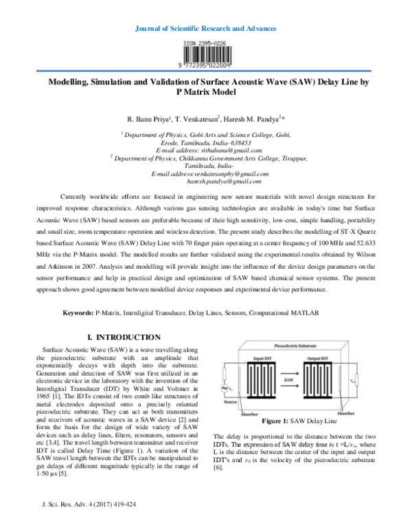 (PDF) Modelling, Simulation and Validation of Surface Acoustic Wave ...