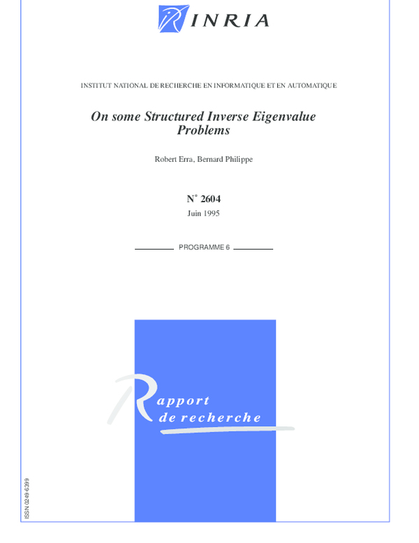 Pdf On Some Structured Inverse Eigenvalue Problems