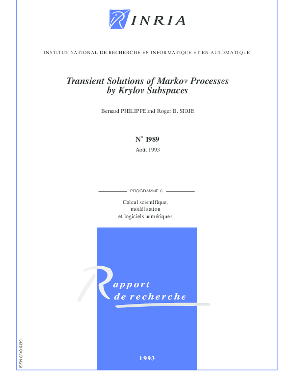 (PDF) Transient Solutions of Markov Processes by Krylov Subspaces | Bernard Philippe - Academia.edu