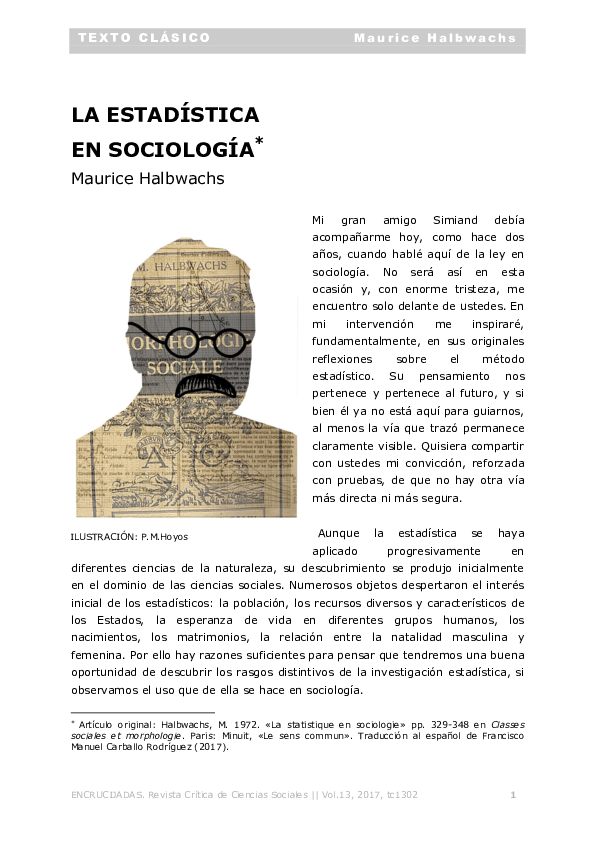 (PDF) "La estadística en sociología" (Maurice Halbwachs)
