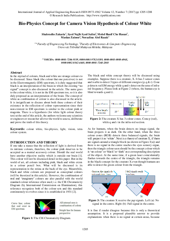 (PDF) Bio-Physics Concept for Camera Vision Hypothesis of Colour White ...