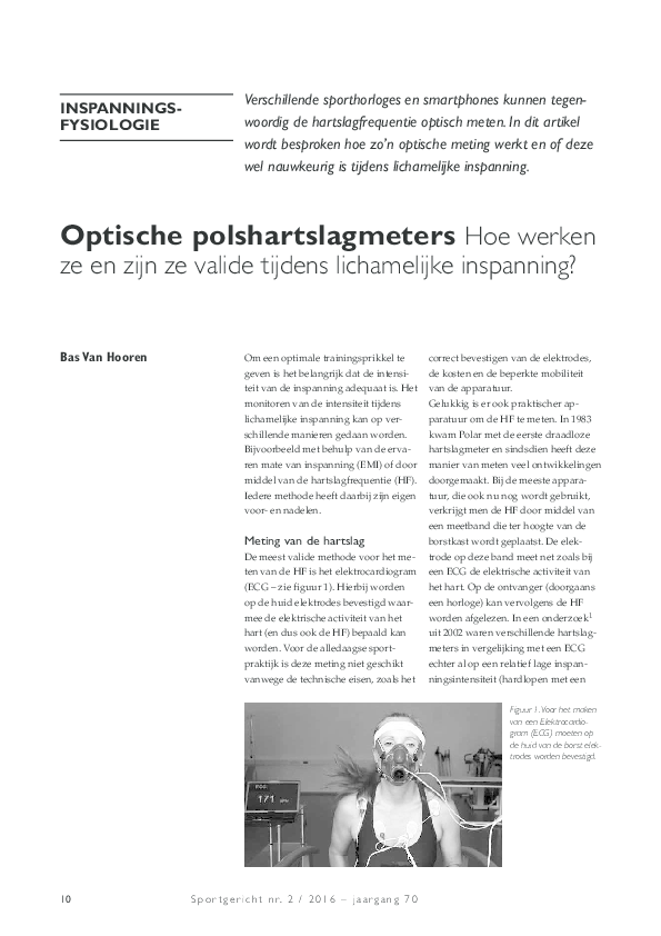 (PDF) Optische hartslagmeters. Hoe werken ze en zijn ze valide tijdens ...