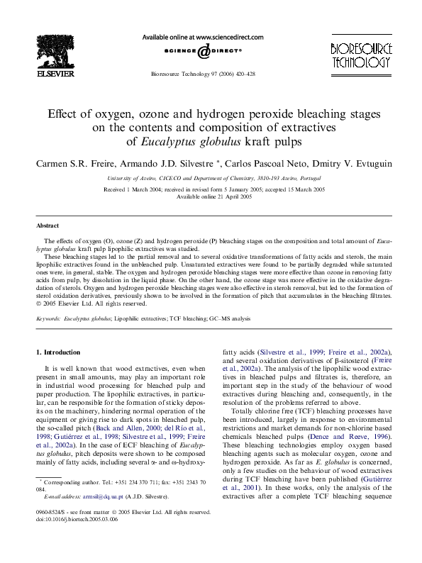 (PDF) Effect of oxygen, ozone and hydrogen peroxide bleaching stages on ...