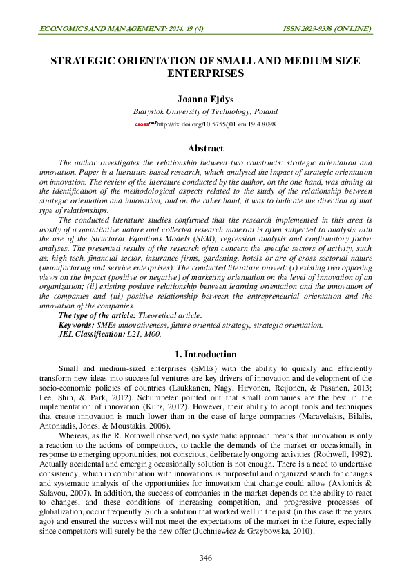 (PDF) STRATEGIC ORIENTATION OF SMALL AND MEDIUM SIZE ENTERPRISES