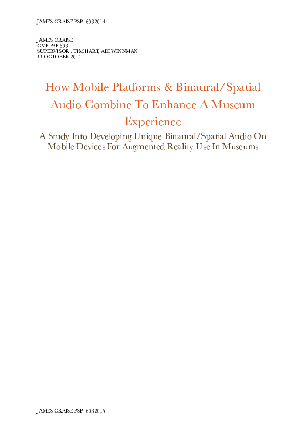 (PDF) How Mobile Platforms & Binaural/Spatial Audio Combine To Enhance ...