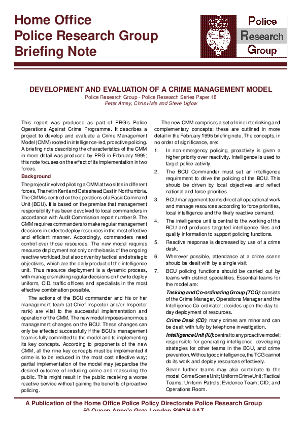 (PDF) Development and evaluation of a crime management model
