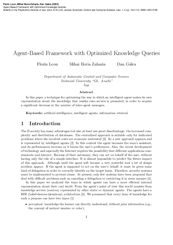 (PDF) Agent-Based Framework with Optimized Knowledge Queries