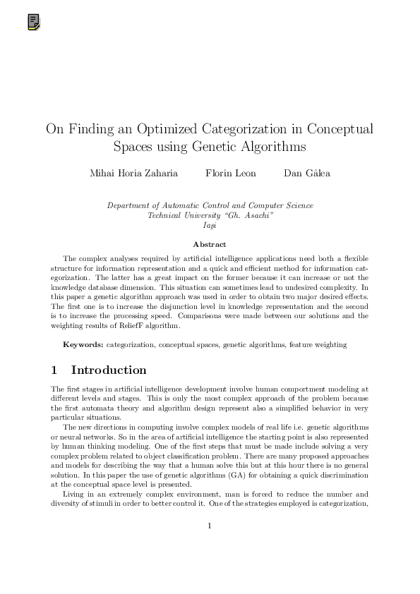(PDF) On finding an optimized categorization in conceptual spaces using genetic algorithms ...