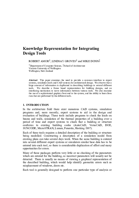 (PDF) Knowledge Representation for Integrating Design Tools