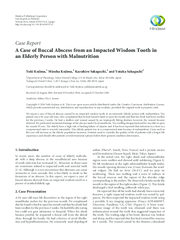 (PDF) Case Report A Case of Buccal Abscess from an Impacted Wisdom ...