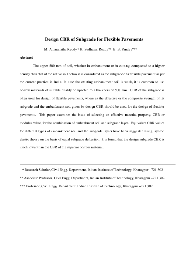 (PDF) Design CBR of Subgrade for Flexible Pavements