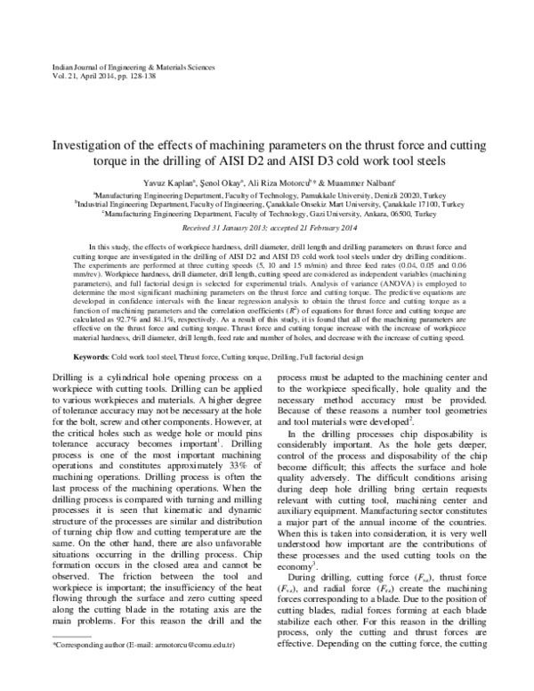 Pdf Investigation Of The Effects Of Machining Parameters On The