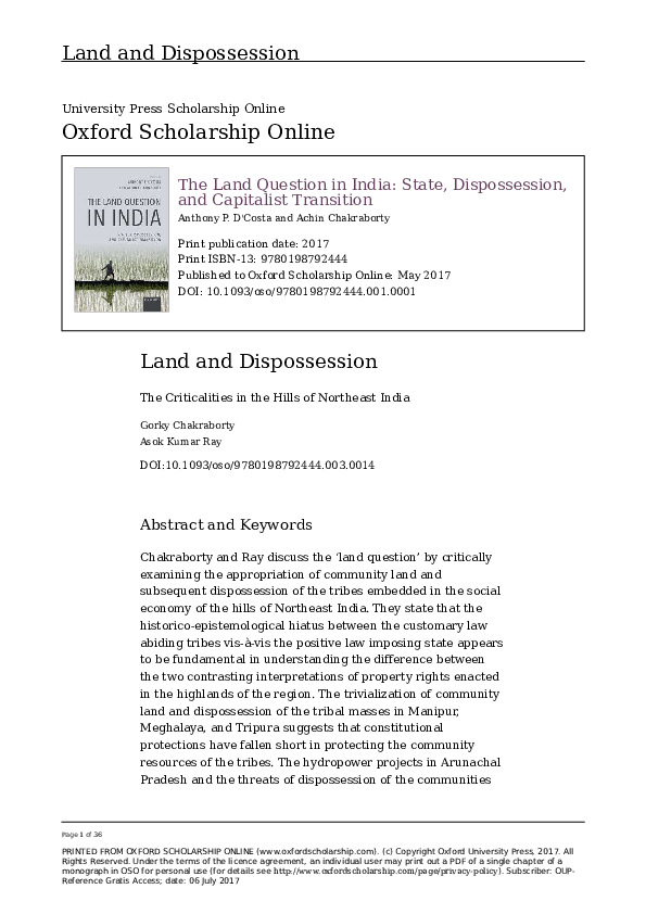 (PDF) Land and Dispossession