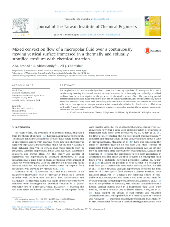(PDF) Mixed Convection Flow of a Micropolar Fluid over a Continuously Moving Vertical Surface ...