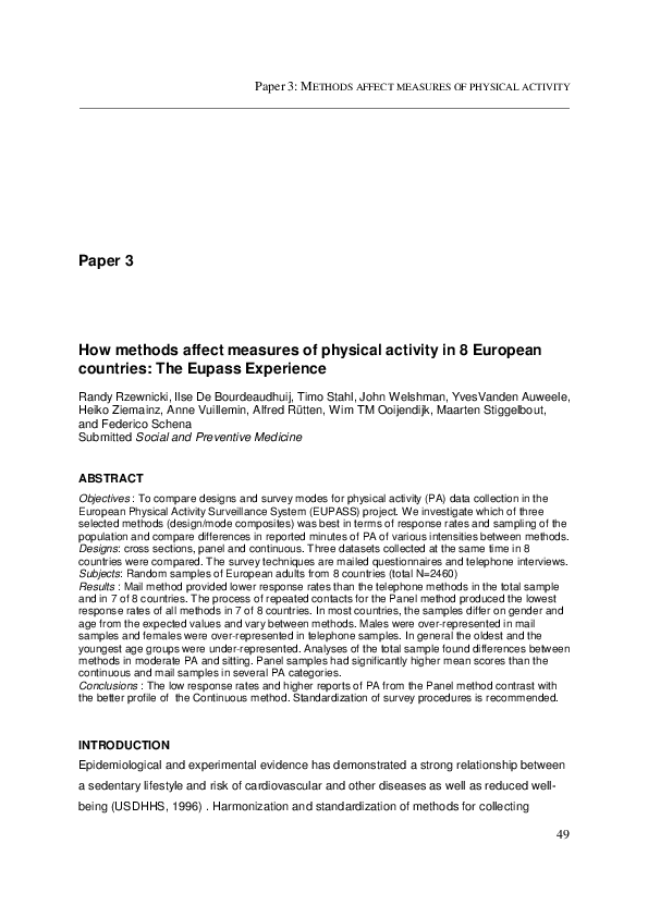 (PDF) How methods affect measures of physical activity in 8 European ...