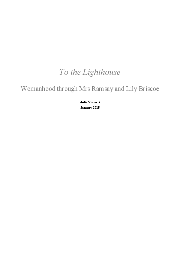 (PDF) To the Lighthouse: Womanhood through Mrs Ramsay and Lily Briscoe