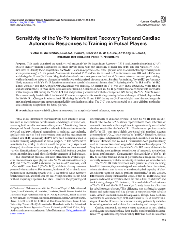 (PDF) The Yo-Yo IR2 test in professional basketball players | Bayram ...