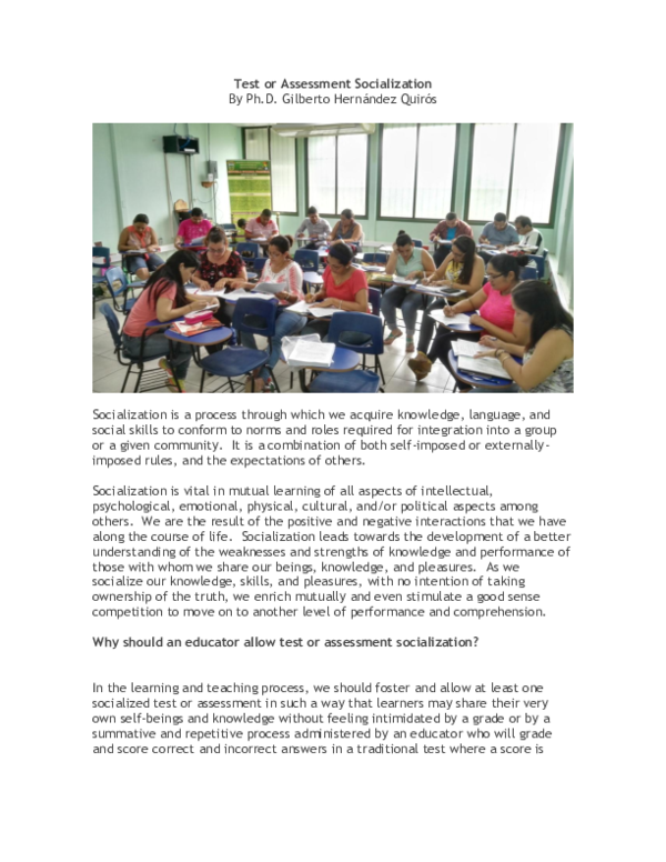 (PDF) Test or Assessment Socialization