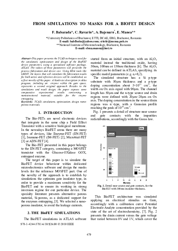 (PDF) From simulations to masks for a BioFET design