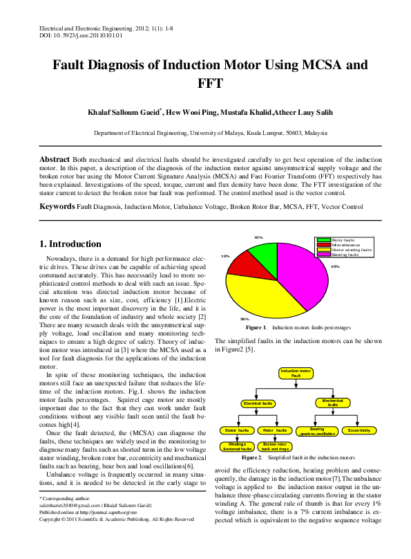 (PDF) Fault Diagnosis of Induction Motor Using MCSA and FFT | khalaf Gaeid - Academia.edu