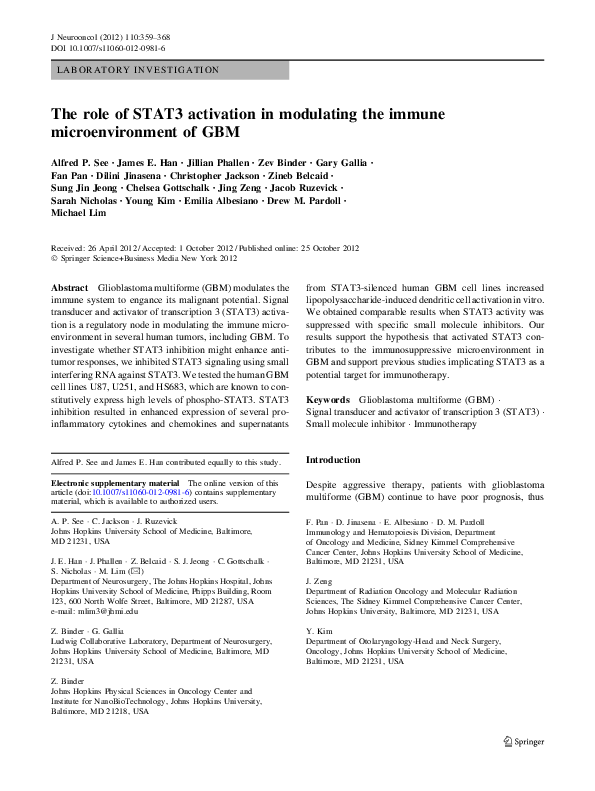 (PDF) The role of STAT3 activation in modulating the immune ...