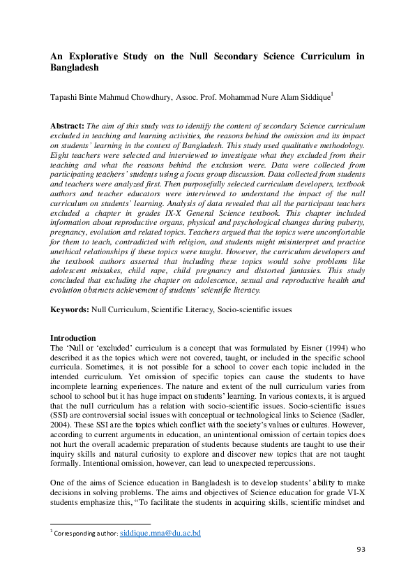 Null Curriculum In Education