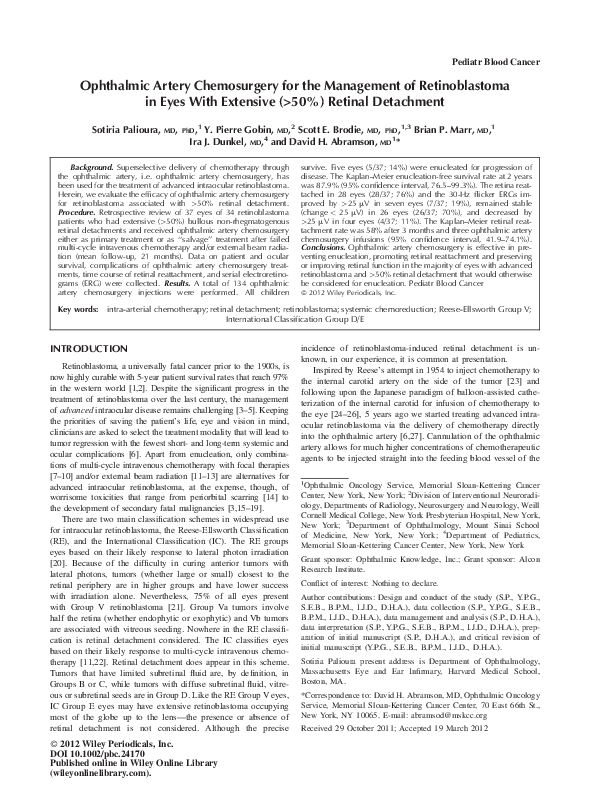 (PDF) Ophthalmic artery chemosurgery for the management of ...