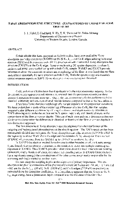 (PDF) 11. X-RAY ABSORPTION FINE STRUCTURE (XAFS) STUDIES OF COBALT ...