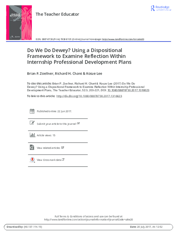 (PDF) The Teacher Educator Do We Do Dewey? Using a Dispositional ...