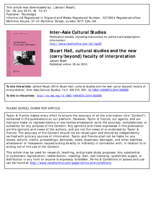 (PDF) Stuart Hall, cultural studies and the new (carry/beyond) faculty ...