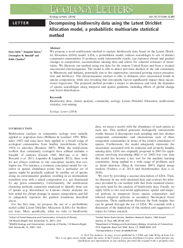 (PDF) Exploring biodiversity data using a new multivariate statistical ...