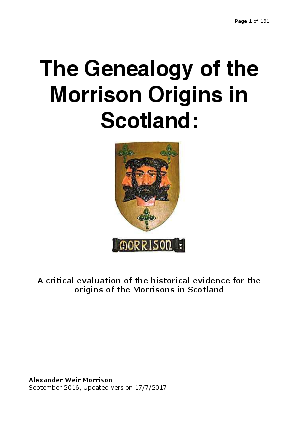 (PDF) The Genealogy of the Morrison Origins in Scotland: A critical ...
