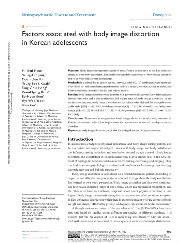(PDF) Factors associated with body image distortion in Korean adolescents