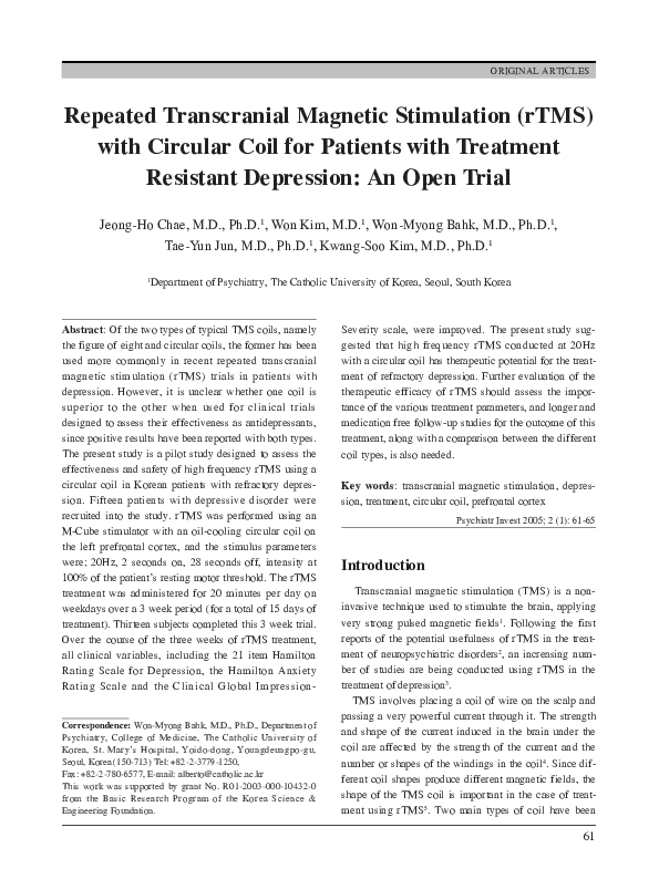 (PDF) Repeated Transcranial Magnetic Stimulation (rTMS) with Circular ...