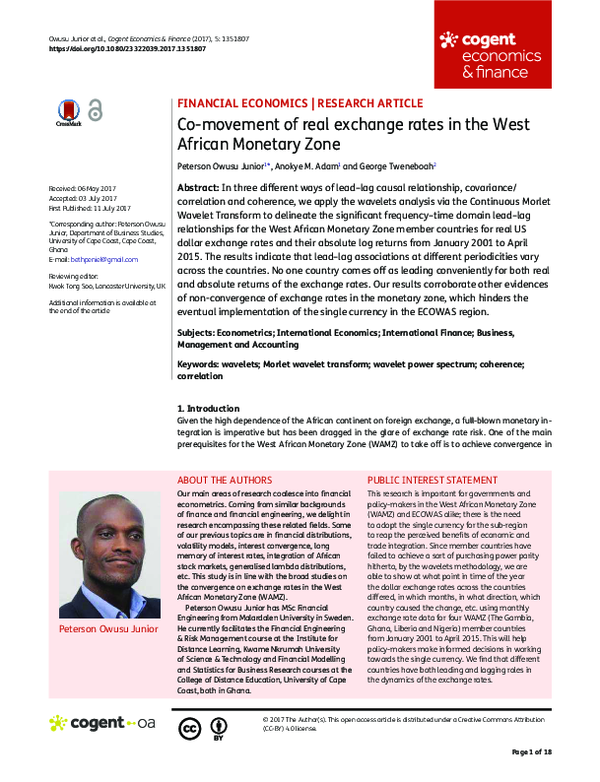 (PDF) Co-movement of real exchange rates in the West African Monetary Zone