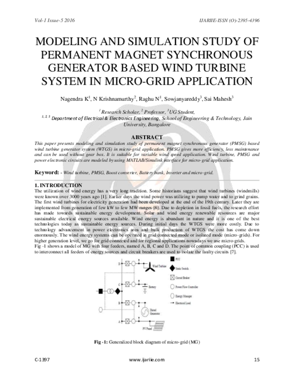 (PDF) MODELING AND SIMULATION STUDY OF PERMANENT MAGNET SYNCHRONOUS GENERATOR BASED WIND TURBINE ...