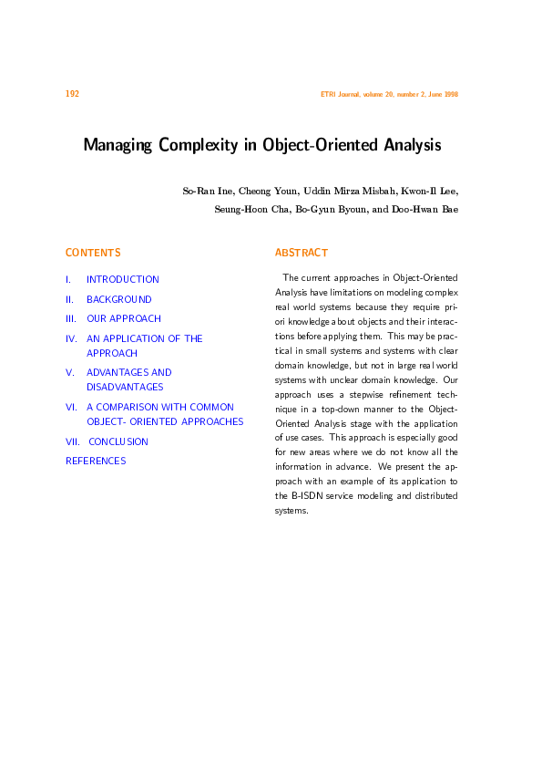 (PDF) Managing Complexity in Object-Oriented Development