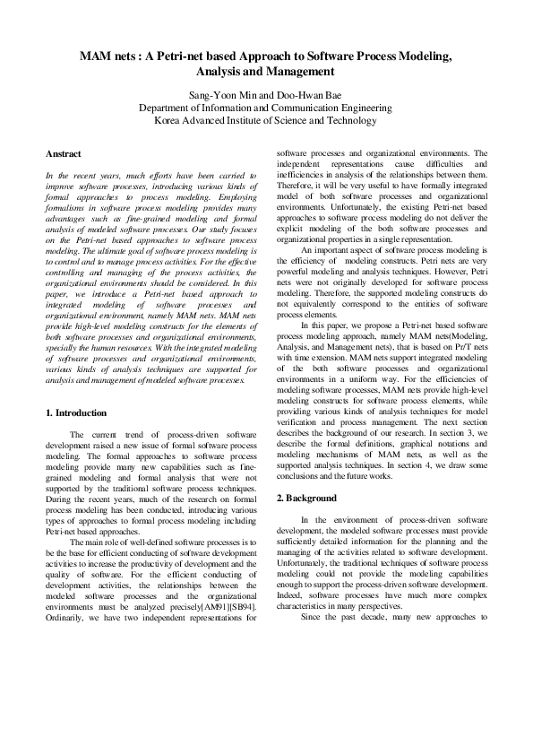 (PDF) MAM nets : A Petri-net based Approach to Software Process ...