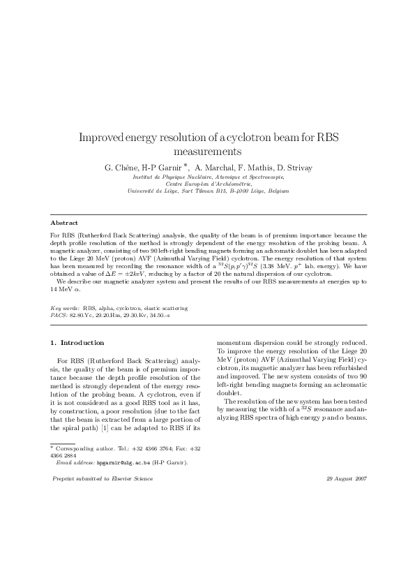 (PDF) Improved energy resolution of a cyclotron beam for RBS ...
