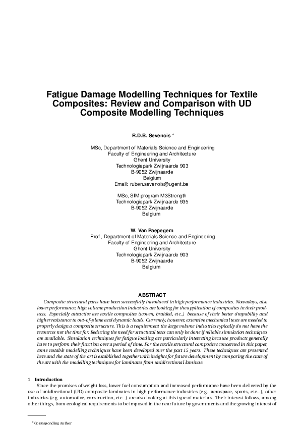 (PDF) Fatigue Damage Modelling Techniques for Textile Composites ...