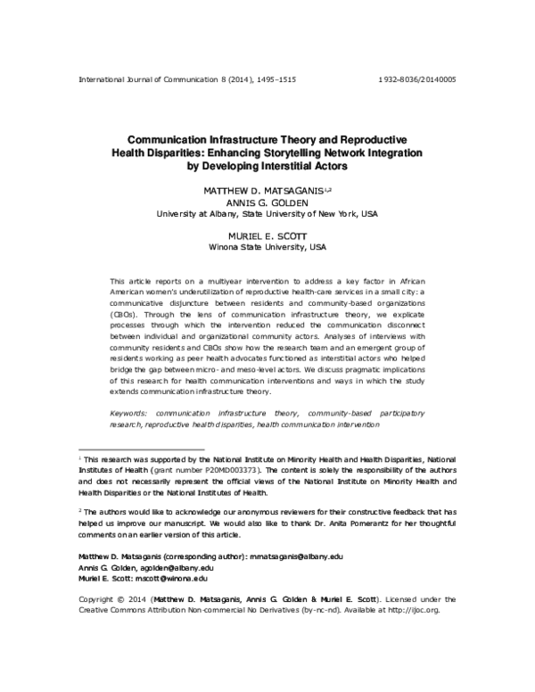 (PDF) Communication Infrastructure Theory and Reproductive Health ...