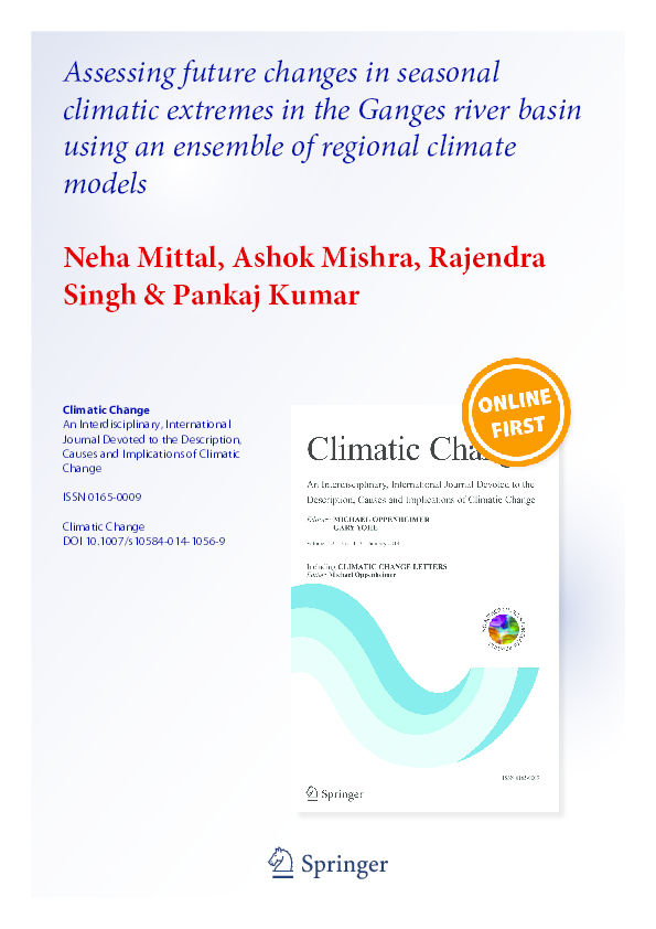 (PDF) Assessing future changes in seasonal climatic extremes in the Ganges river basin using an ...