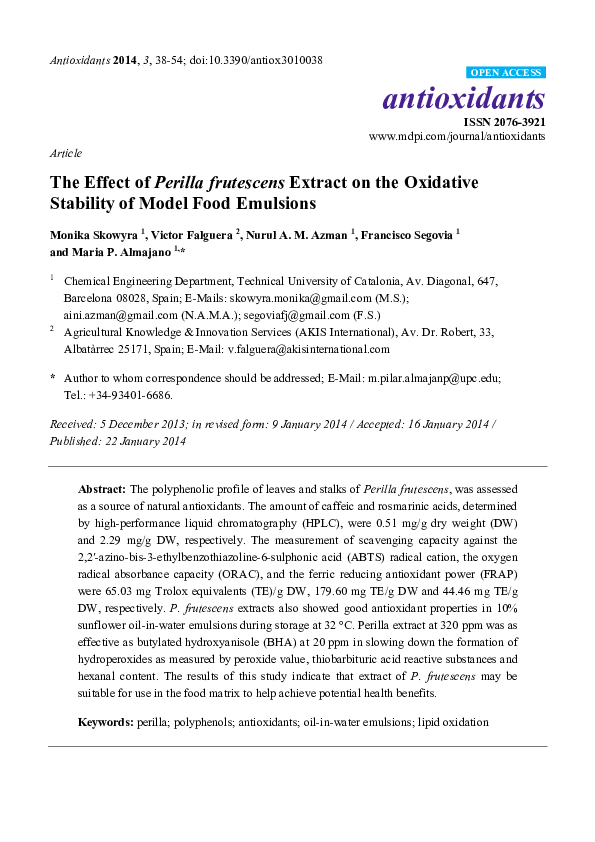 (PDF) Antioxidants 03 00038 v | Nurul Aini Mohd Azman - Academia.edu