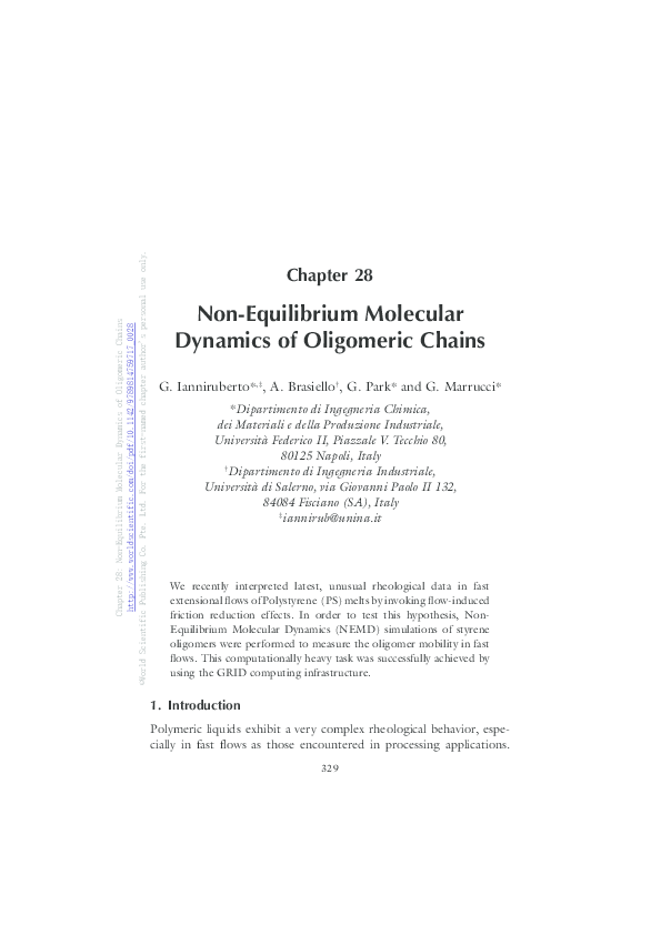 (PDF) Non-Equilibrium Molecular Dynamics of Oligomeric Chains