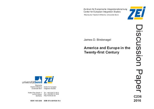 (PDF) ZEI Discussion Paper C236/2016 - James Bindenagel - America and ...