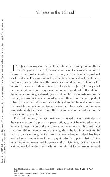 (PDF) Jesus in the Talmud