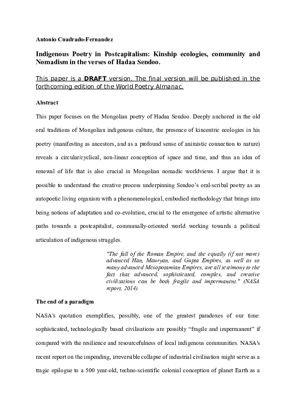 (DOC) "Indigenous Poetry in Postcapitalism: Kinship Ecologies ...